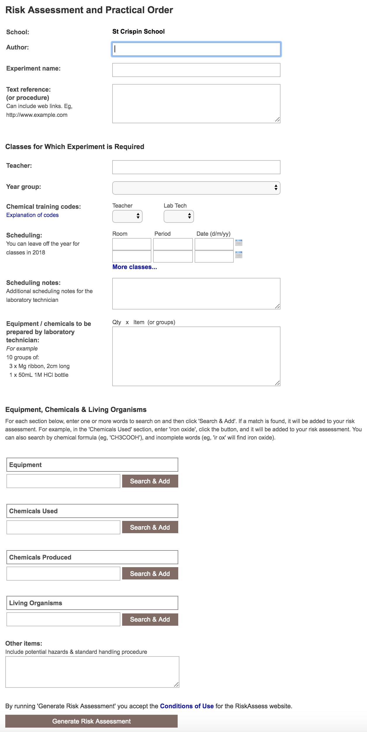 RiskAssess - Risk Assessments for Australian Schools