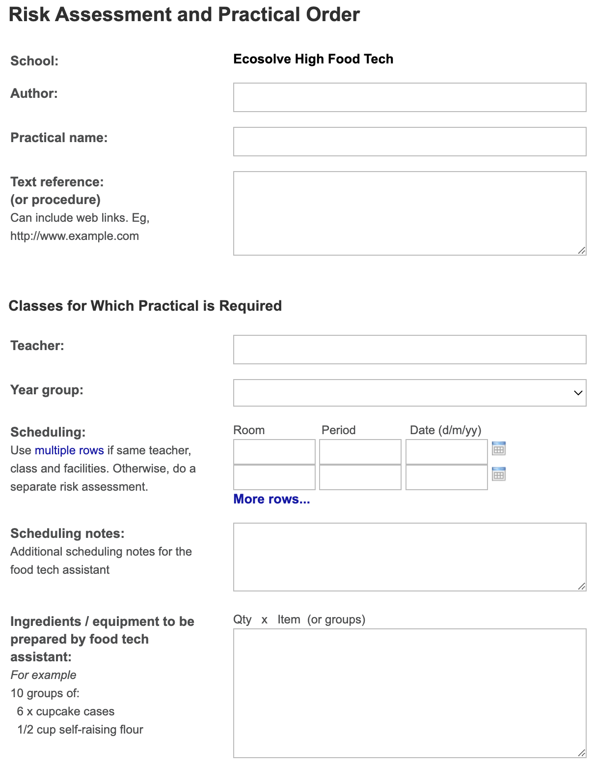 RiskAssess for Food Tech - Risk Assessments for Australian Schools